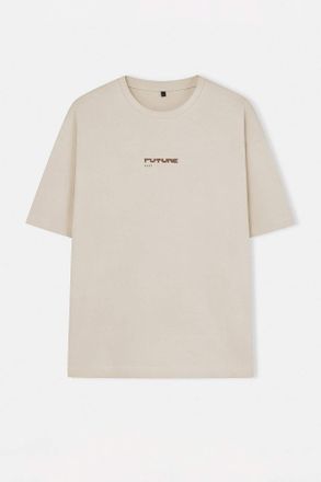 Trendyol MAN Jungen Grau Slogan Kurz Oversize T-Shirts