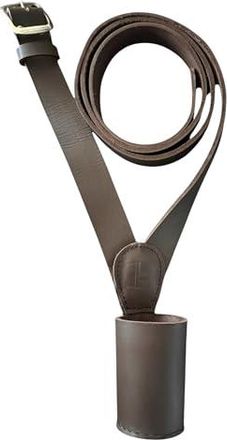 Generic Support de ceinture en cuir véritable marron avec mât de drapeau militaire, marron, Free size fit to most sizes