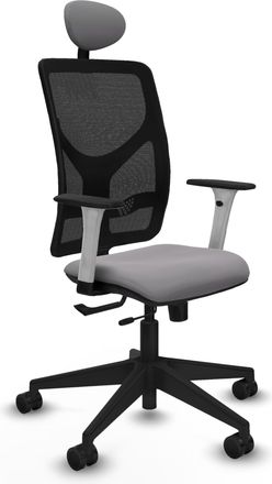 Piqueras y Crespo B&uuml;rostuhl mit Rollen und wei&szlig;en und schwarzen Armlehnen, h&ouml;henverstellbare Lendenwirbelst&uuml;tze und festes Kopfteil, ausgestattet mit Syncro/Traslack. S