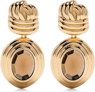 Self Portrait Femme, Accessoires, Jaune, Taille: ONE Size Boucles dOreilles en Ambre à Doré