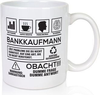 Generic Achtung Probleme Bankkaufmann | Kaufmann | Bank Kaufleute - Tasse Weiss - Kaffeetasse/Geschenk/Familie