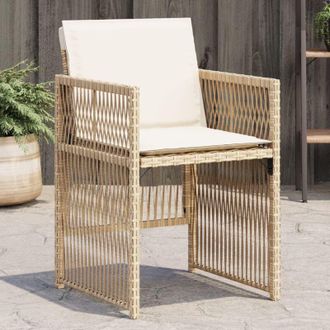 vidaXL Vidaxl - Chaises de jardin avec coussins lot de 4 beige r&eacute;sine tress&eacute;e