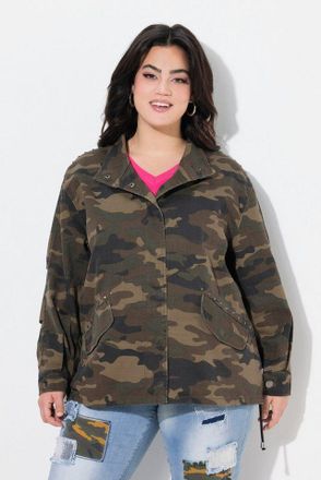 Angel Of Style Sommerjacke Jacke Boxy Fit Camouflage Bindeband am Saum