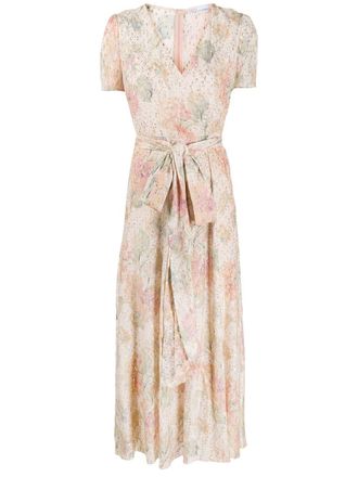 Red Valentino Gebl&uuml;mtes Metallic-Kleid - Rosa