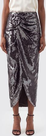 Rotate Jupe crayon midi taille haute avec sequins et fente avant