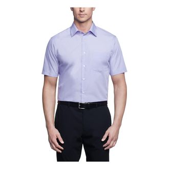 Van Heusen Herren Kurzarm, Normale Passform, Popeline, Einfarbig Klassisches Hemd, Lavendel, 42 cm Hals
