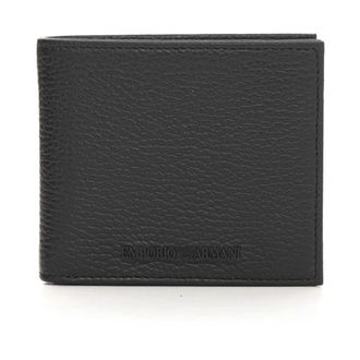 Emporio Armani Genarbtes Leder Bi-Fold Portemonnaie - - Accessories - Herren - Schwarzk - ONE SIZE