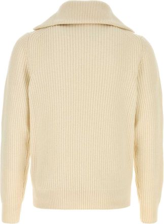 Moncler Mens Ivory Wool Sweater Cream Exterior: Virgin Maglieria
