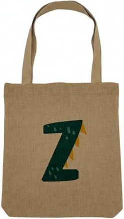 Fabulous Sac Shopping Tote Bag Aspect Lin - Z Zinedine Zarah Lettre Pr&eacute;nom Dinosaure Dessin Enfant - Sac de Courses Toile Epaisse 360g Beige Naturel Cabas Port