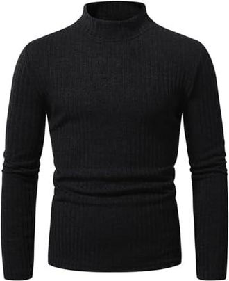 Generic T-shirt personnalisé pour hommes chemise jaune anniversaire nouveau hommes décontracté semi-haut col épais manches longues t-shirt laine noir t-shirts