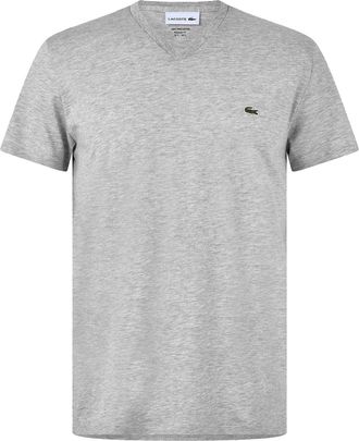 Lacoste Pima T-Shirt f&uuml;r Herren, V-Ausschnitt, Leicht (Silbergrau)