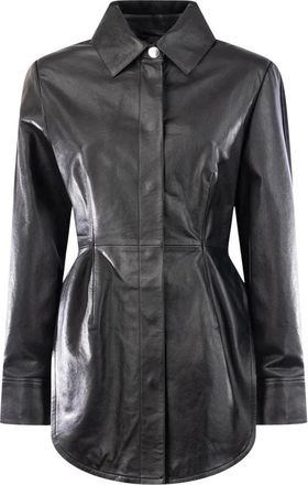 Sportmax Langes Lederhemd Coccole - - Blouses & Shirts - Damen - Schwarzk - 2XS