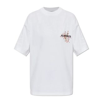AllSaints Femme, Tops, Blanc, Taille: 36 FR T-shirt Valen Oversized Etta en Coton