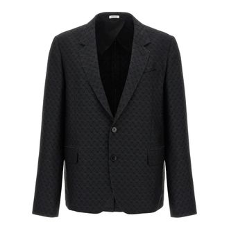 Alexander McQueen Skull Jacquard Deconstructed Jacket - - Suits - Herren - Schwarzk - L
