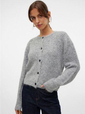 Vero Moda Strickjacke VMNOVAH LS O-NECK BUTTON CARDI GA NOOS Materialmix, regular fit