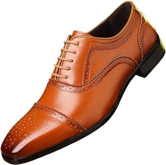 Generic Richelieu Richelieu &agrave; lacets en cuir pour homme - Confortables - Talon bas - Classique - Chaussures de mariage - Chaussures Oxford Derby tendance, mar