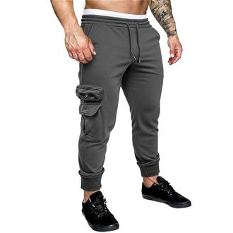 Generic Pantalon de jogging pour homme - Couleur unie - Pantalon de sport d&eacute;contract&eacute; - Pantalon de loisirs &eacute;lastique avec poche - Pantalon hip hop - Pantalon