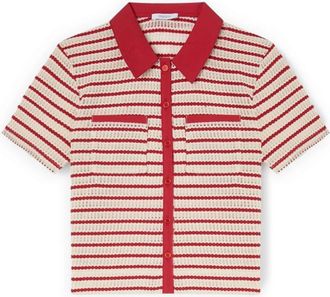 Motivi Femme, Blouses et Chemises, Rouge, Taille: 36 FR T-shirt ray&eacute; avec col contrastant