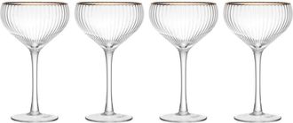 Mikasa Sorrento Kristall-Coupe-Gläser mit Goldrand und breiter Form, 380ml, 4er-Set bleifrei, klare edle Gläser, elegantes Design für Feierlichkeiten