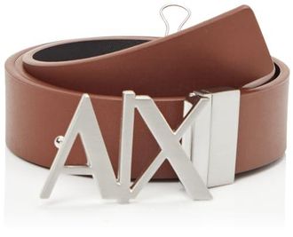 A|X Armani Exchange Essenial, Double Face, Metal Logo Plaque Ceinture, Multicolore, 36 cm Homme
