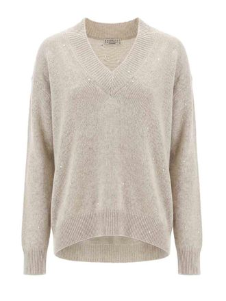 Brunello Cucinelli Pull &Agrave; Col V - Blanc