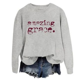 Generic Sweat-shirt Amazing Grace pour femme, sweat-shirt Amazing Grace, chemise amusante pour femme, gris, 3XL