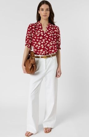 Gerard Darel Chemise fleurie &agrave; volants - CEVA - Rouge baiser