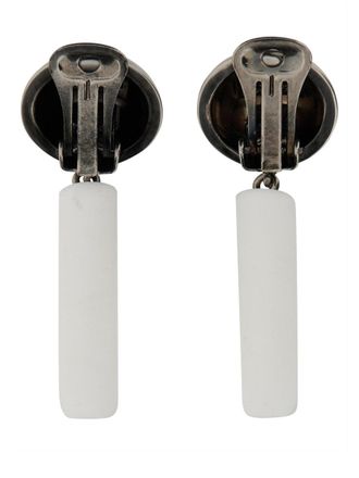 Moschino Logo Earrings - White