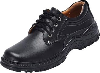 Generic Chaussures de travail en cuir vintage &agrave; lacets pour homme - Bout rond - Chaussures &agrave; talon bloc - Antid&eacute;rapantes - Chaudes - Confortables - Pour &eacute;v&eacute;ne
