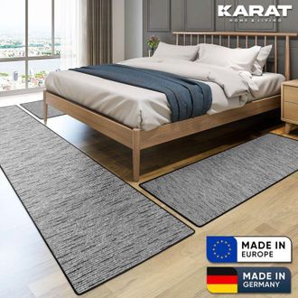 Floordirekt Bettumrandung Geneva Anthrazit 1 L&auml;ufer: 80 x 300 cm + 2 Br&uuml;cken: je 80 x 150 cm