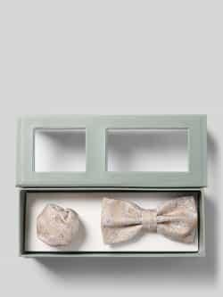 Roy Robson Fliege und Einstecktuch mit floralem Allover-Stitching