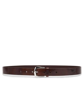 Brunello Cucinelli ceinture fine en cuir - Marron