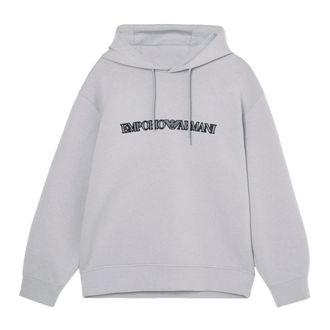 Emporio Armani Logo-Hoodie mit geflocktem Profil - - Sweatshirts & Hoodies - Herren - Grau - M
