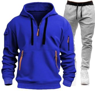 Generic Survetement Homme Ensemble Sweat &Agrave; Capuche et Pantalon V&ecirc;tement De Sport Chic Tenue Sport Homme D&eacute;contract&eacute; Ensemble 2 Pi&egrave;ces Tracksuit Automne Hiver 