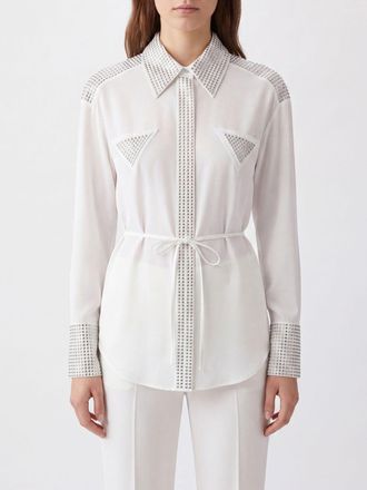Pinko Chemise coupe slim en coton et lyocell avec strass et ceinture