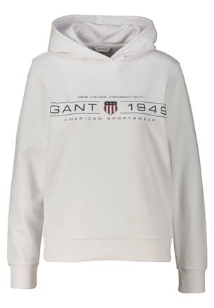 GANT Damen REG Shield Hoodie Kapuzenpullover, White, 46