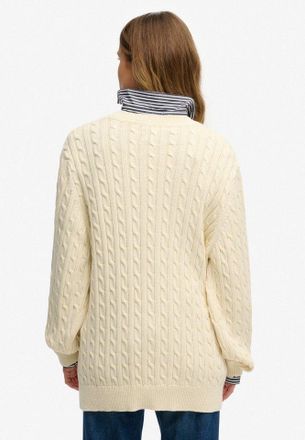 Superdry V-Ausschnitt-Pullover OVERSIZED CABLE V NECK JUMPER Baumwolle, oversized Fit