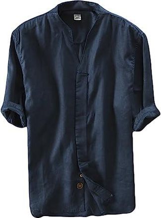ICEGREY Été Chemise Homme Chemise en Lin V-Neck Shirt Décontractée Manches Courtes Bleu 54