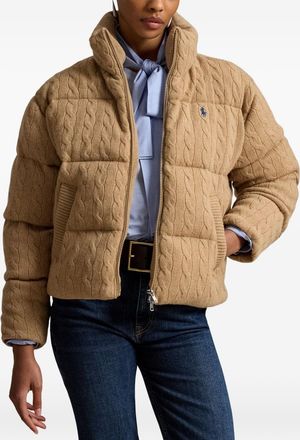 Polo Ralph Lauren Quilted Cable-Knit Wool Down Jacket - Beige