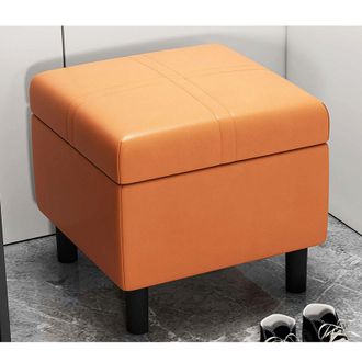Generic Moderner quadratischer mit Stauraum, gepolsterte Fußstütze aus Kunstleder mit Klappdeckel, stilvolle Aufbewahrungsbank & Couchtisch für Wohnzimmer & S