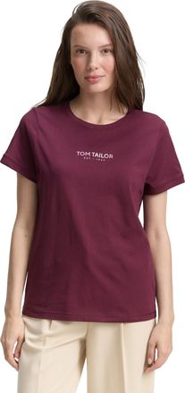 Tom Tailor Damen 1047736 T-Shirt mit Logo-Print, 16427-Bordeaux Red, 3XL