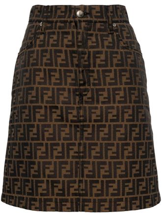 Fendi jupe à motif zucca (années 1990-2000) - Marron