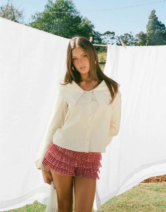Princess Polly Biscotti - Mini-short en tulle &agrave; volants et carreaux vichy - Rouge