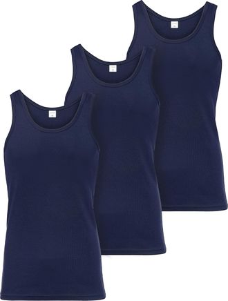 Ladeheid Unterhemd Herren Ärmellos Baumwolle Underwear Men - Weiches, Komfortables Tank Top Herren Unterwäsche, Unterhemden, Set 3 Stück LA40-258 (Dunkelblau, 