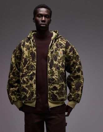 Carhartt Work in Progress Vista - Gesteppte Oversize-Kapuzenjacke mit Military-Muster-Gr&uuml;n