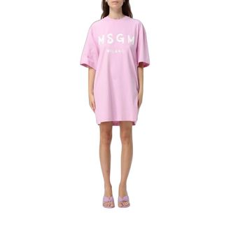 Msgm Msgm - Robe Courte Logo - Femme - Robes - Rose - Taille: 38 FR