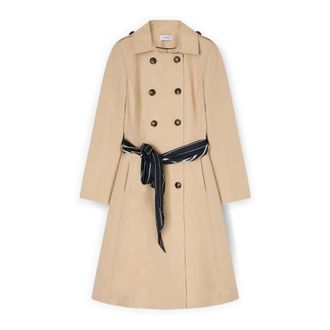 Motivi Femme, Manteaux, Beige, Taille: 42 FR Trench-coat en drill de coton m&eacute;lang&eacute; avec double ceinture
