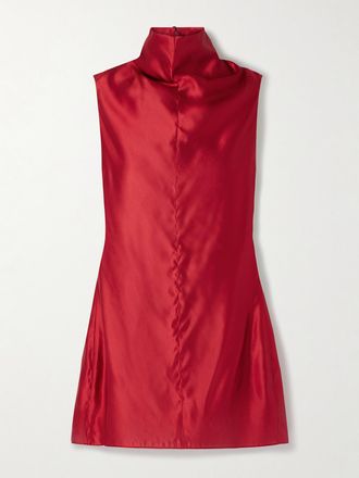 Khaite Daria Minikleid Aus Gl&auml;nzendem Cr&ecirc;pe Mit Stehkragen - Rot