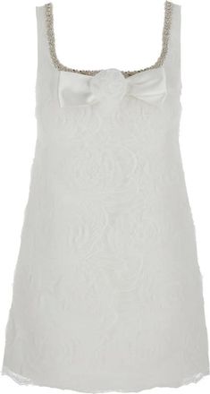 Self Portrait Femme, Robes, Blanc, Taille: 38 FR Mini-robe en tulle et dentelle