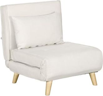 HOMCOM Fauteuil Convertible 2 en 1 chauffeuse lit 1 Place Dossier Réglable Canapé clic-clac avec Pieds en Bois et Coussin